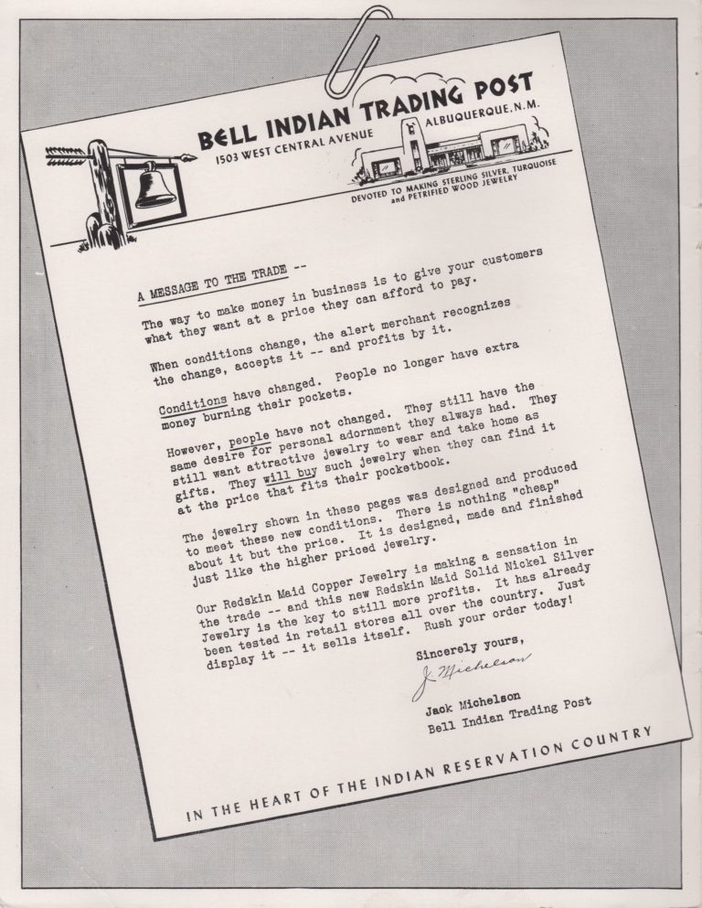 Bell Indian Trading Post wholesale catalog - Fred Harvey Jewelry
